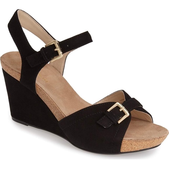 Taryn Rose | Shoes | Taryn Rose Wedge Sandal Black | Poshmark